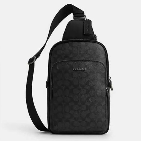 Coach | Bags | Coach Black Grey Ethan Pack In Signature Canvas Backpack ...